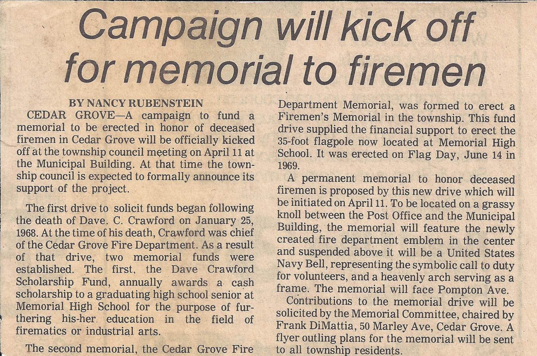 Department Memorial | Cedar Grove Fire Department